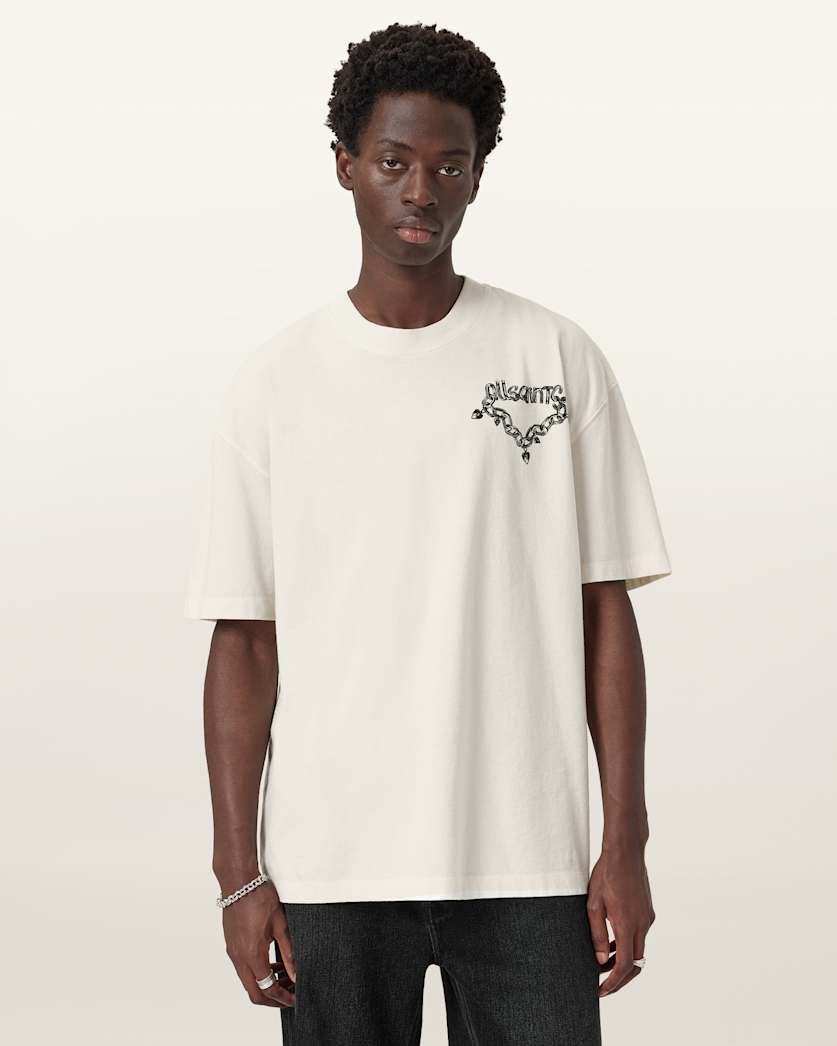 Drip Short Sleeve Oversized T-Shirt Chalk White | ALLSAINTS